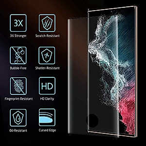 [2+2 Pack] Galaxy S22 Ultra Screen Protector Include 2 Pack Tempered Glass Screen Protector + 2 Pack Tempered Glass Camera Lens Protector,Bubble Free,Easy Install for Samsung Galaxy S22 Ultra 5G