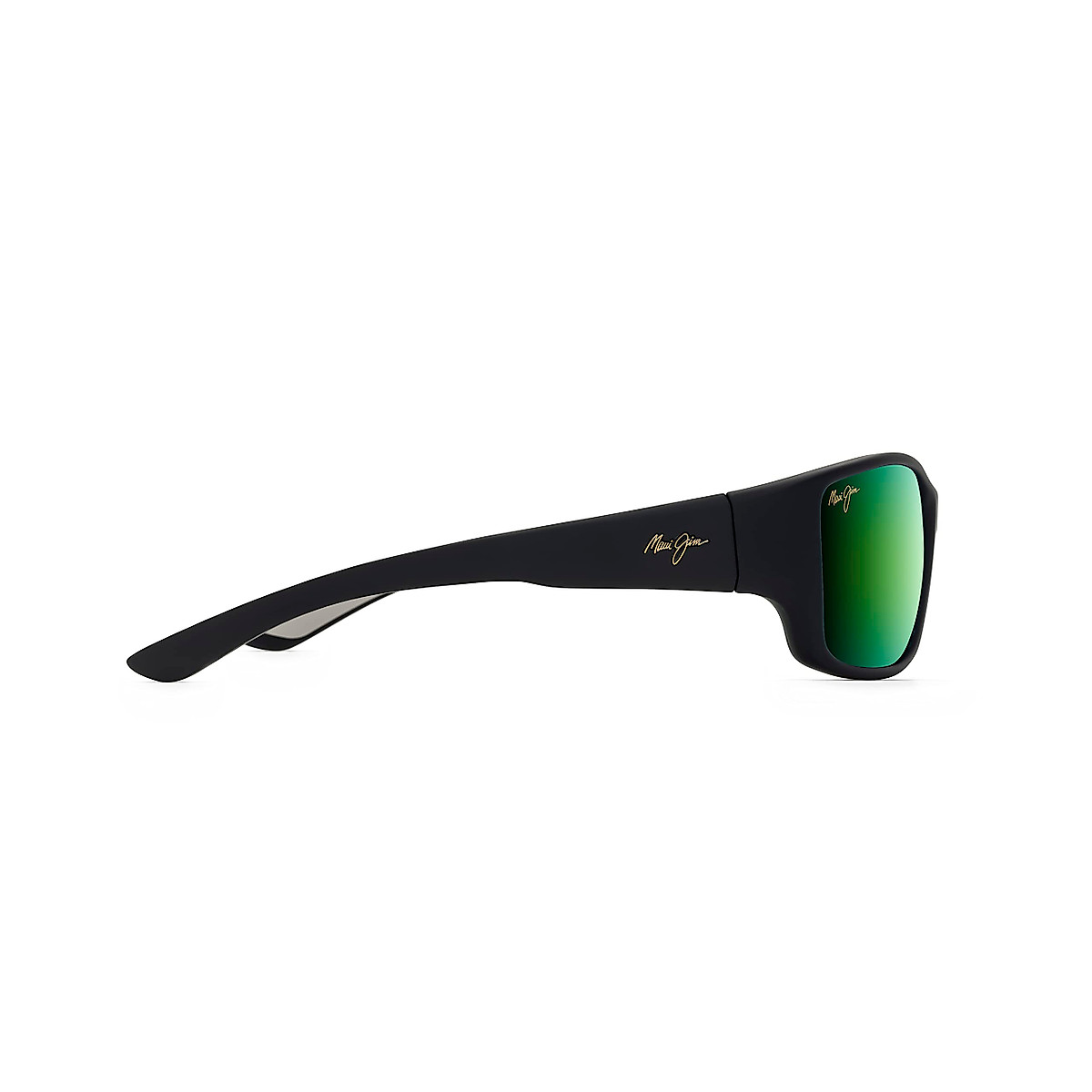 Maui Jim Men's Local Kine Polarized Wrap Sunglasses, Black/Tran Green/Lt Trans Grey/MAUIGreen®, Large