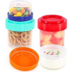 Caperci Leakproof Baby Food Containers, Freezer Safe, Dishwasher Safe, BPA Free, Airtight Stackable Small Snacks & Condiment Container with Lids, 4-Count(2 oz & 5 oz)