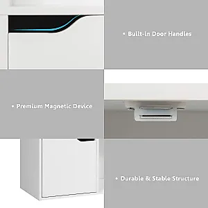 Giantex 6-Cube Storage Organizer, Storage Cabinet with 3 Open Cubes and 3 Cabinets, Free Standing Wooden Cubby Bookcase, Compartment Units for Home Office, 3-Tier Bookshelf for Books, Toys (White)