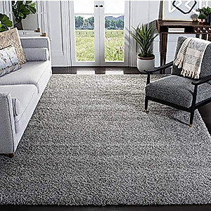 SAFAVIEH California Premium Shag Collection 8' x 10' Silver SG151 Non-Shedding Living Room Bedroom Dining Room Entryway Plush 2-inch Thick Area Rug