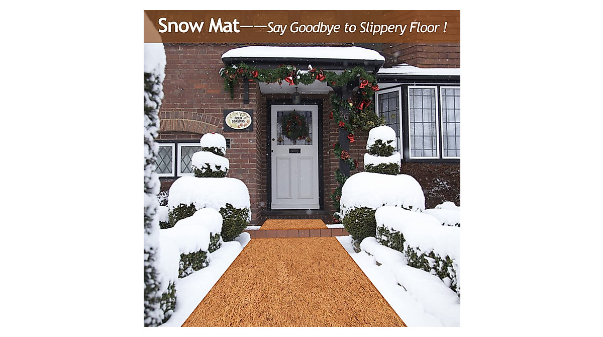 Riare 2 Pack No-Slip Ice & Snow Coir Mats for Winter Safety