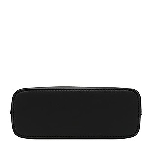 FashionPuzzle Saffiano Small Dome Crossbody bag with Chain Strap (Black)