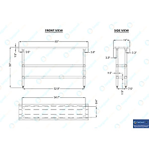 60" Long X 14" Deep Stainless Steel Work Table with 2 Shelves | Metal Food Prep Station | Commercial & Residential NSF Utility Table