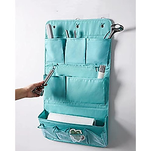 Lerkumey Over Door Hanging Organizer Hanging Storage Bags with 10 Pockets | Multifunctional Storage Bags Organizer with 3Pcs Adhesive Wall Hooks for Wall /Bedroom /Bathroom /Door /Closet (Blue)