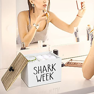 Tampon and Pad Holder Organizer for Bathroom, Decorative Bathroom Container with Lid, Bathroom Accessories Organizer Storage Box, Wood 3 Compartments Cotton Swab Ball Qtip Container with Lid