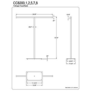 Kingston Brass CC8205 Claremont T-Shape Towel Rack, 32-3/4-Inch, Oil Rubbed Bronze