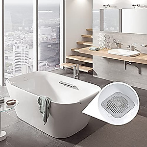 COPPATAOPP Drain Hair Catcher, Square Silicone Shower Drain Hair Catcher, Stable Hair Drain Catcher Bathtubr with Suction Cup, Easy to Install Bathroom Kitchen Sink Drain Strainer 2 Pack (Grey White)