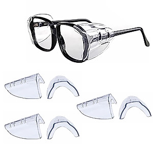 Korty 3 Pairs Eye Glasses Side Shields, Flexible Slip on Side Shields for Safety Glasses Fits Small to Medium