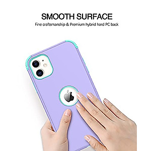 BENTOBEN iPhone 11 Case, Phone Case iPhone 11, Heavy Duty 2 in 1 Full Body Rugged Shockproof Protection Hybrid Hard PC Bumper Drop Protective Girls Women Boy Men Covers for iPhone 11 2019, Purple/Mint