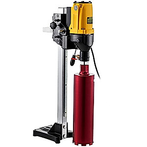 Happybuy 6 Inch/160MM Diamond Core Drilling Machine 2180W Diamond Core Drill Rig with Stand and Drill Bits,Wet Dry Core Drill Rig for Diamond Concrete Drilling Boring (Drill Bit Diameter: 4.25"/108MM)