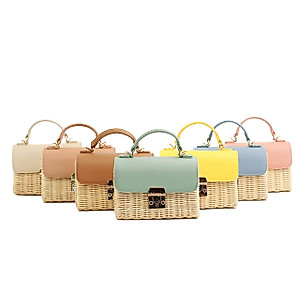 Madison West - The Madeline Crossbody Sunbleached Straw Bag Top Handle Satchel Bag for Women - Bone