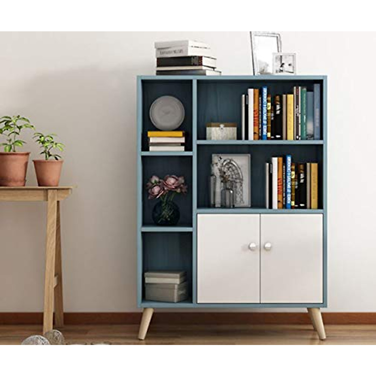 GDLMA Storage Sideboard,Modern Bookcase with 2 Doors,Blue