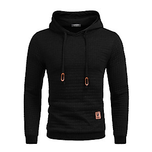 COOFANDY Men's Fashion Hoodies Sweatshirt Long Sleeve Workout Waffle Pattern Sweatshirts Solid Long Sleeve Pullover Black