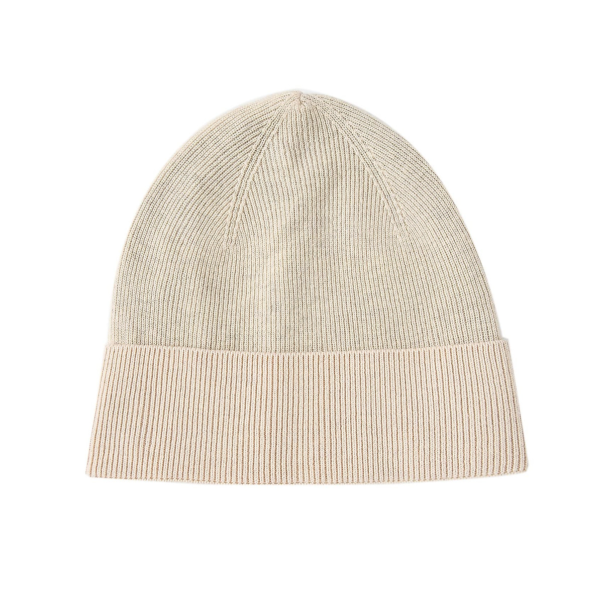 Lallier 100% Merino Wool Beanie for Men and Women, Pure Wool Ribbed Knit Warm Winter Hat with Gift Box (Beige)