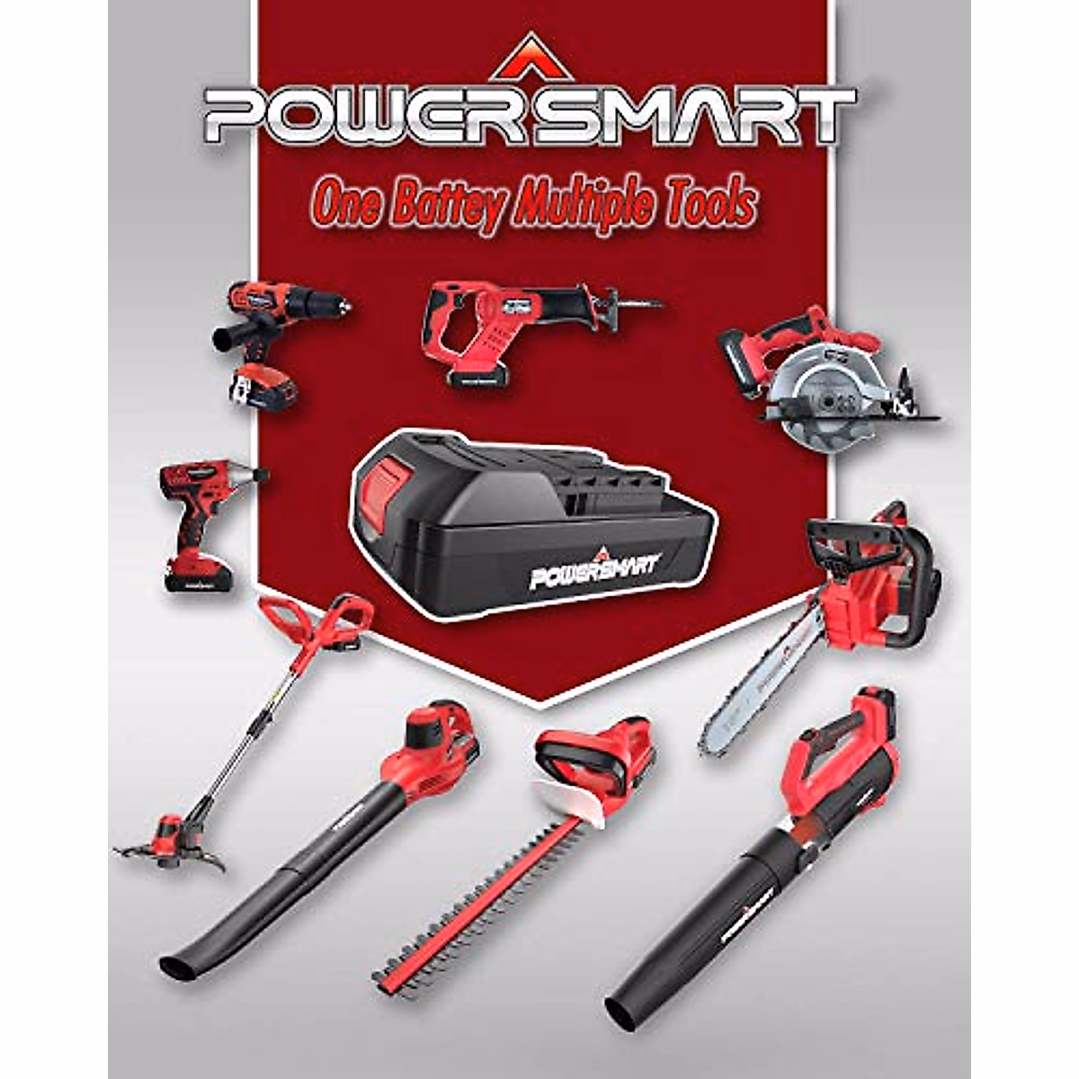 PowerSmart 20 Volt Lithium-Ion Cordless String Trimmer/Edger with Easy Feed, 24 x 9 x 6 inches, Includes One Battery & Charger,PS76110A