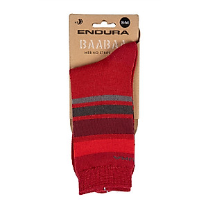 Endura BaaBaa Merino Stripe Cycling Sock Red, L/XL
