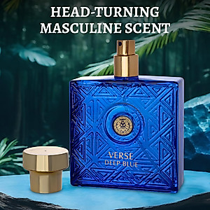 NovoGlow Verse Deep Blue, Eau de Parfum Spray Perfume, Fragrance For Men- Daywear, Casual Daily Cologne 3.4 Oz Bottle- Ideal EDP Beauty Gift for Birthday, Anniversary