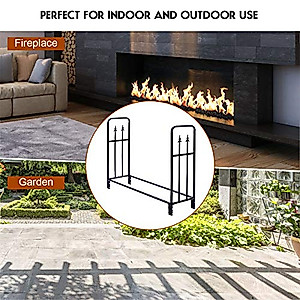 Goplus Firewood Log Rack Indoor Outdoor Fireplace Storage Holder Logs Heavy Duty Steel Wood Stacking Holder Kindling Wood Stove Accessories Tools Accessories (4 Feet)