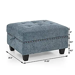 Melpomene U Shape Sectional Sofa DIY Sofa Combination (Blue, Ottoman)