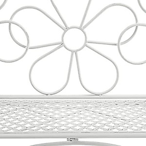 Alpine Corporation BAZ398WT Alpine Daisy Metal Bench, White Garden Furniture