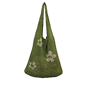 Hobo bag for women contrast color large capacity tote bag shoulder bag women's trendy knitted bag(Light green)