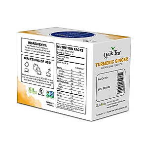 QuikTea Turmeric Ginger Chai Tea Latte - 10 Count Single Box - All Natural Preservative Free Authentic Instant Chai from Assam