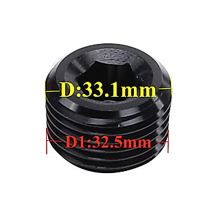 AC PERFORMANCE 1" NPT Male Socket Allen Head Plugs Aluminum Black, Pack of 2