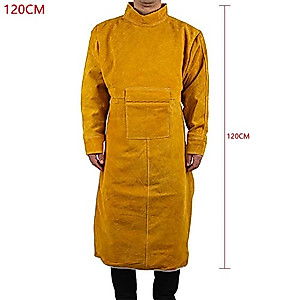 Cowhide Work Clothes Apron Welding Protective Clothing Heat And Fire Resistant Welders Clothing Welding Apron With Sleeves (105CM)