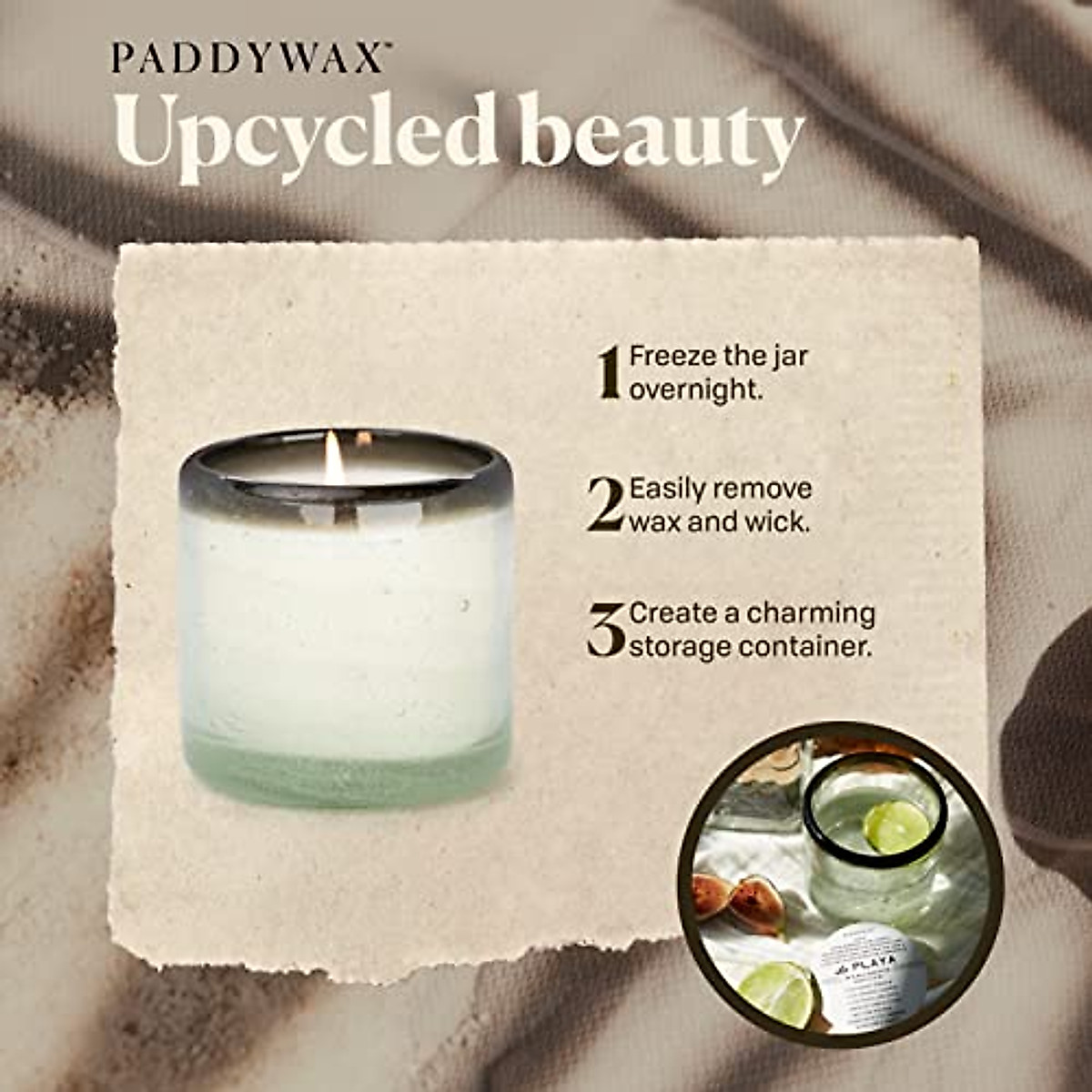 Paddywax La Playa Artisan Hand-Poured Scented Candle, 9-Ounce, Black Rim - Vanilla Rosa