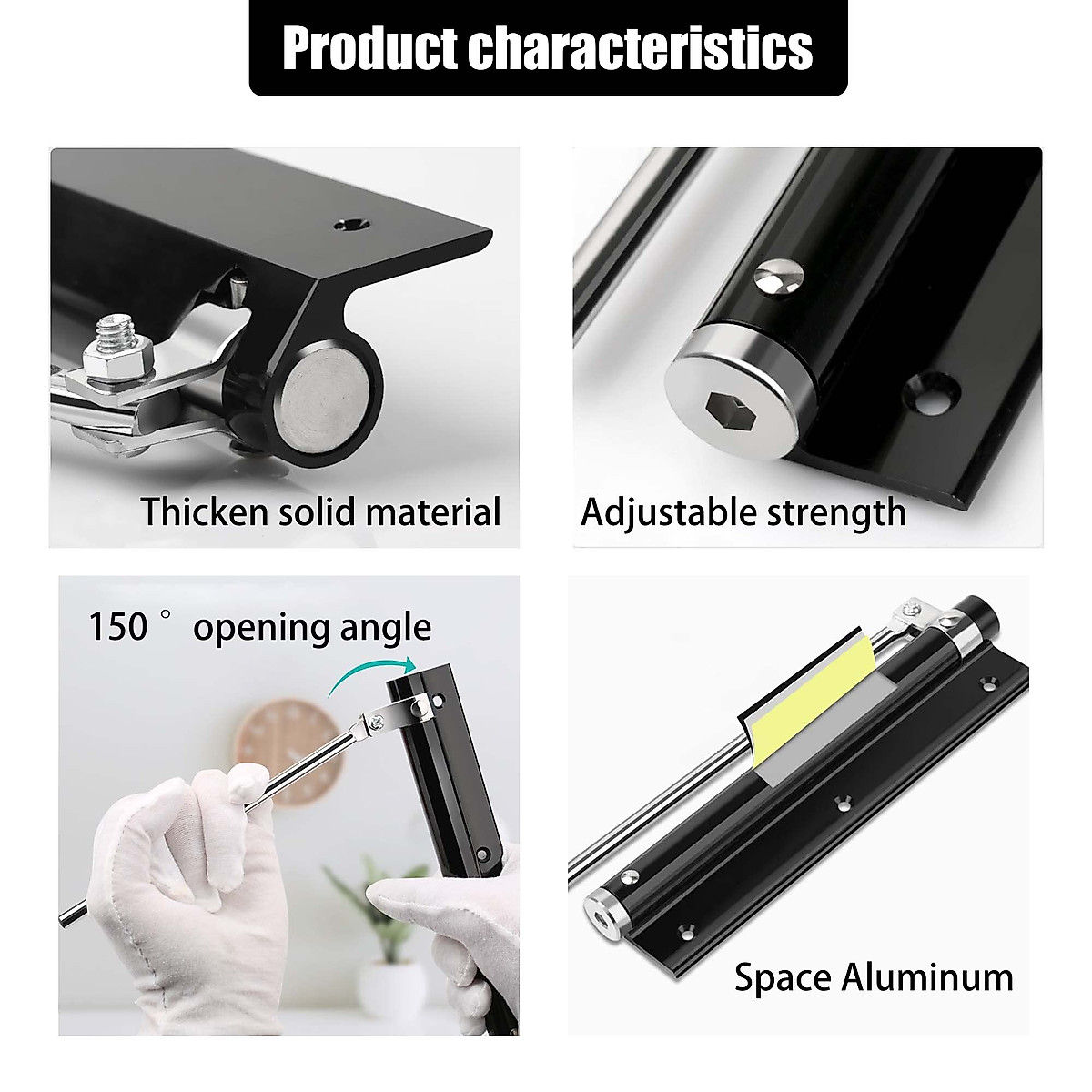 SooGree Safety Spring Door Closer, 304 Stainless Steel Noise Reduction Large Door Closer for Residential and Commercial - Silver