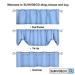 DECOVSUN Sky Blue Valances for Windows 52X18 Inches Blackout Thermal Insulated Valance with Grommet Top for Kitchen Living Room Short Straight Drape Valance for Bedroom Kids Room 1 Panel