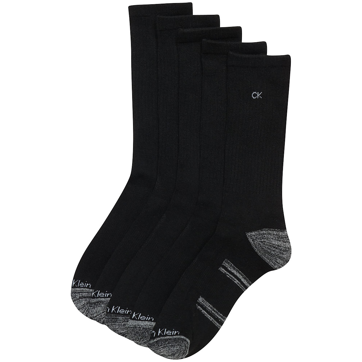 Calvin Klein Men's Crew Socks - 5 Pairs Performance Cushion Comfort Crew Socks - Breathable Athletic Socks for Men (7-12), Size 7-12, BlackGrey