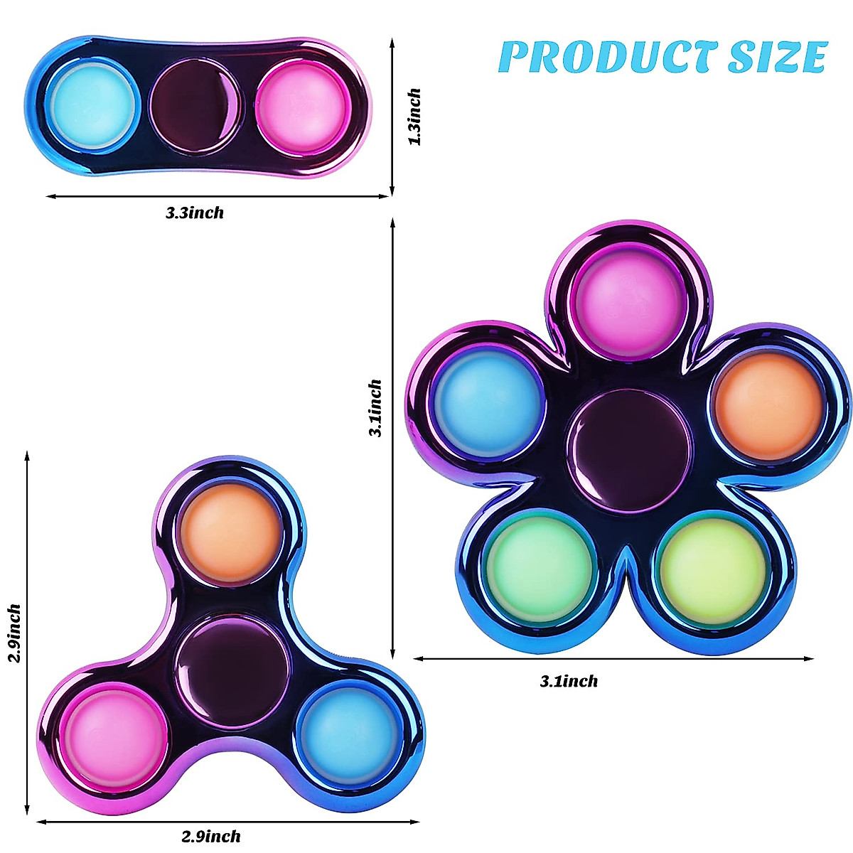 Jawhock 3 Pack Pop Fidget Spinner, Ideal Stress Relief Toys Adult Stress Relief Spinner Relief Gift Bag Stuffed Return Gift Birthday Party Gift Classroom Carnival for Kids Boys Girls