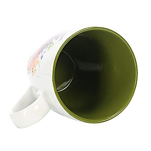 DEMDACO Fox Watercolor Green On White 12 Ounce Glossy Stoneware Mug With Handle