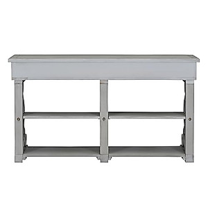 Knocbel Retro Entryway Console Table with 2 Storage Drawers and Adjustable Shelves, Entrance Hallway Foyer Behind Couch Sofa Table Living Room Decor Furniture, Easy Assembly (Antique Gray)