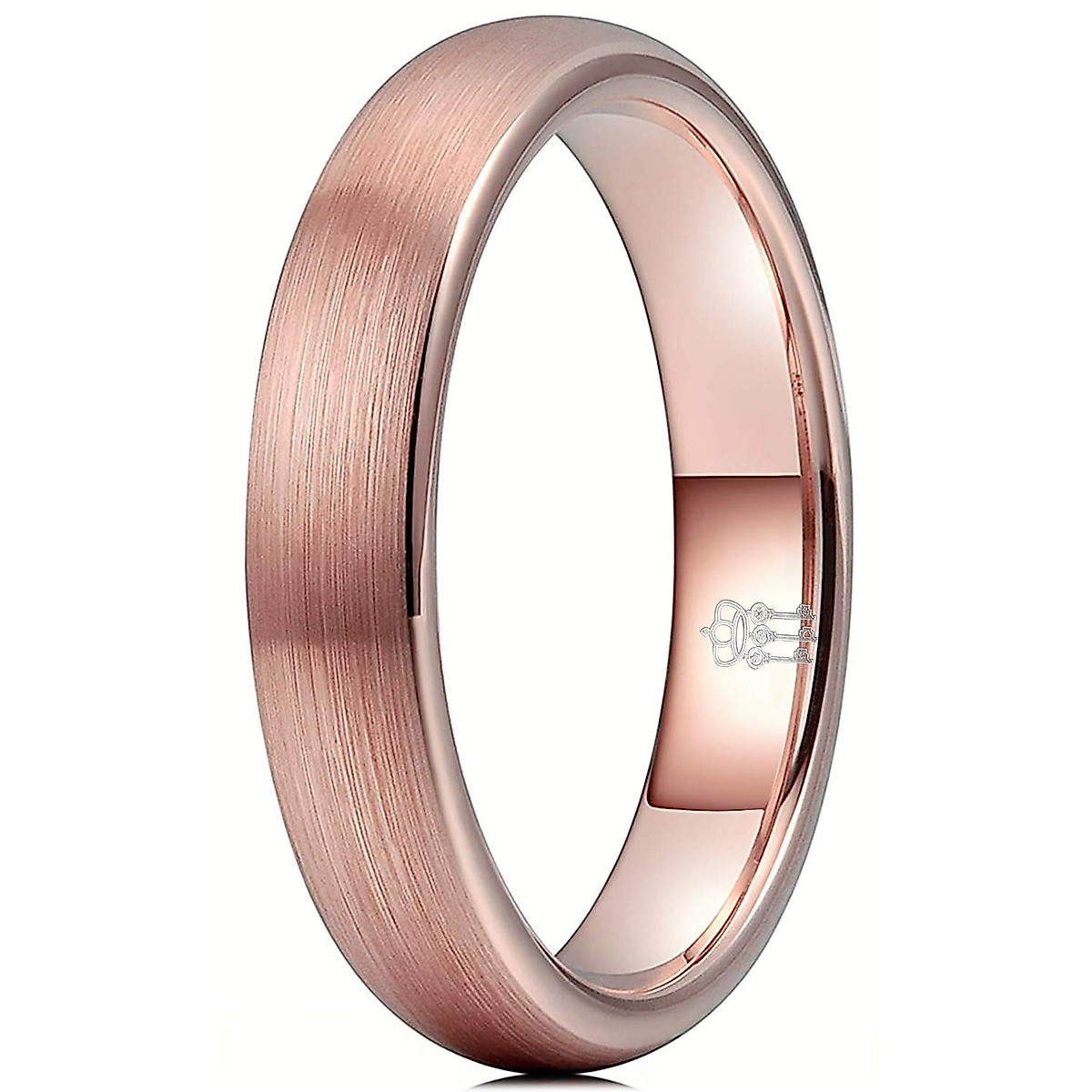 THREE KEYS JEWELRY Women Wedding Bands 4mm Rose Gold Tungsten Brushed Viking Carbide Ring with Jewels Infinity Unique for Her Size 7