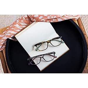 Peepers by PeeperSpecs Women's Nature Walk Soft Square Reading Glasses, Tortoise/Aqua, 49 + 3