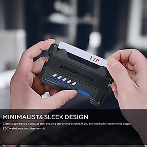 Zeeker Minimalist Wallet for Men,RFID Blocking Metal Card Holder Wallet, Slim Wallet with Cash Strap Tactical Wallet for Men & Women,Black