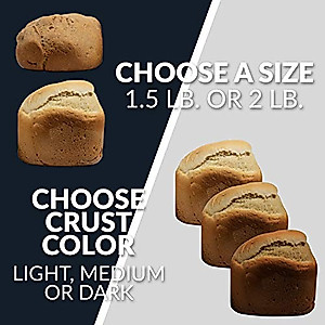 HomeCraft HCPBMAD2WH Bread Maker with Auto Fruit & Nut Dispenser Makes 2 Lb. Loaf Size, 3 Crust Options, Programmable Settings, 14"D x 16"W x 12"H, White