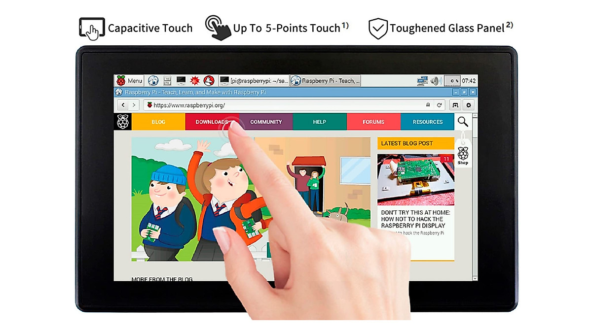 7inch HDMI LCD (H) (with case) Capacitive Touch Screen 1024x600 IPS ...