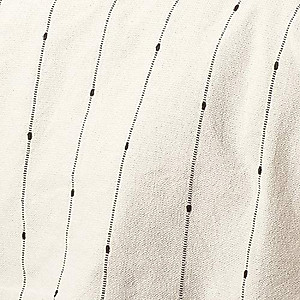 Piper Classics Farmcloth Stripe Pillow Cover w/ Fringe, 12" x 20", Urban Rustic Farmhouse Style, Boho Chic, Natural Cream w/ Black Stripes