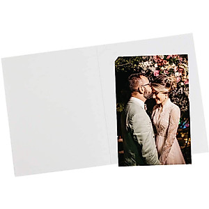 Golden State Art, Pack of 50, 6x8 or 8x10 Photo Folders, Cardboard Picture Frame, Paper Photo Frame Cards, Greetings/Invitation Cards, Special Events: Graduation, Christmas, Wedding(White)