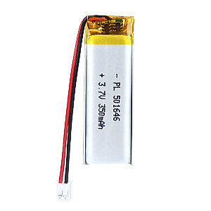 AKZYTUE 3.7V 350mAh 501646 Lipo Battery Rechargeable Lithium Polymer ion Battery Pack with JST Connector