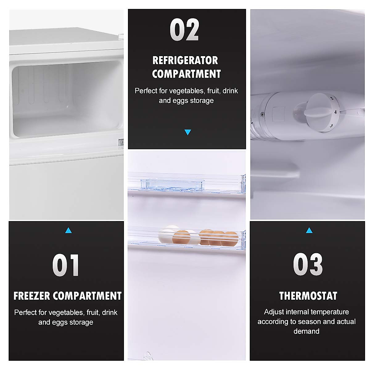 KOTEK Mini Fridge with Freezer, 3.4 Cu.Ft Compact Refrigerator/Freezer Cooler w/ 7 Settings Temperature Adjustable, Small Refrigerator with 2 Doors for Bedroom/Dorm/Apartment/Office (White)