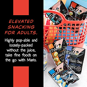 Mario Camacho Foods Pitted Snack Olives - Green Olives with a Hint of Pepper - 1.05 oz Pouches (Pack of 12)