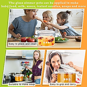 2 Pcs Glass Pots for Cooking on Stove Set Glass Saucepan with Cover Heat Resistant Clear Pots and Pans Set Stovetop Glass Cookware Simmer Pot with Lid for Soup Milk (1.3 L, 1.9 L, Trendy Style)