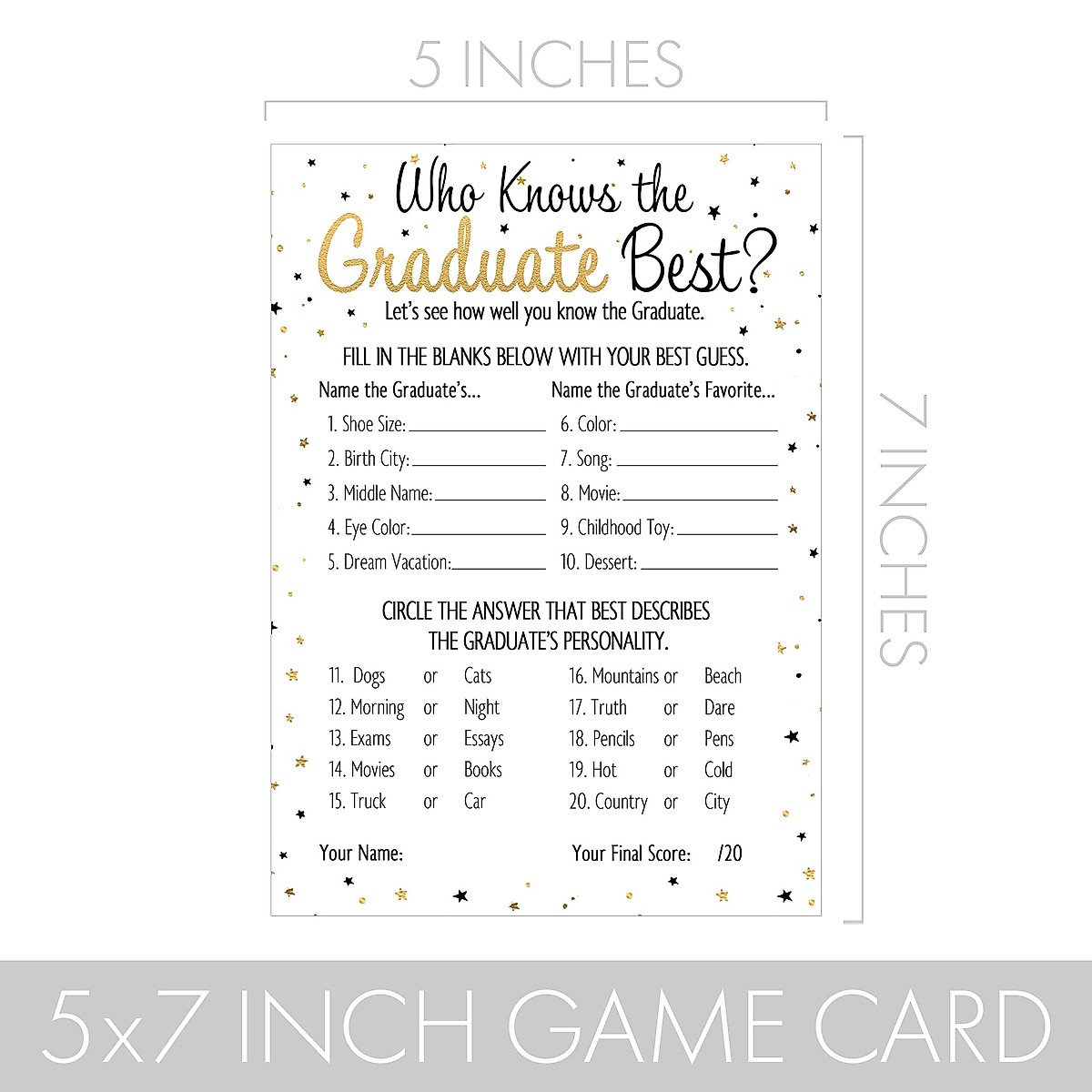 DISTINCTIVS Who Knows The Graduate Best, Graduation Games for Parties - 25 Count