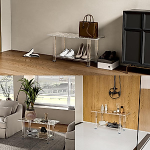 GOIOOIA Acrylic Shower Bench for Inside Shower 13.98" D X 36.02" W X 18.11" H, Heavy Duty (Hold Up to 400lbs) Bathroom Shower Stool with Storage Shelf, for Shaving Legs & Spa, Waterproof Non-Slip