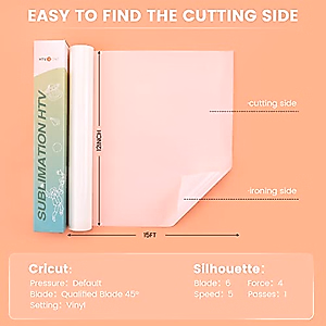 HTVRONT Clear HTV Vinyl for Sublimation - 12" X 15FT Matte Sublimation Vinyl for Light-Colored Shirts - Washable Sublimation HTV for Cotton Fabric T-Shirt, Pillow, Bag